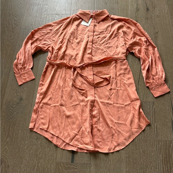 Skylar Rose | Dresses | Skylar Rose Tiewaist Satin Shirt Dress | Poshmark